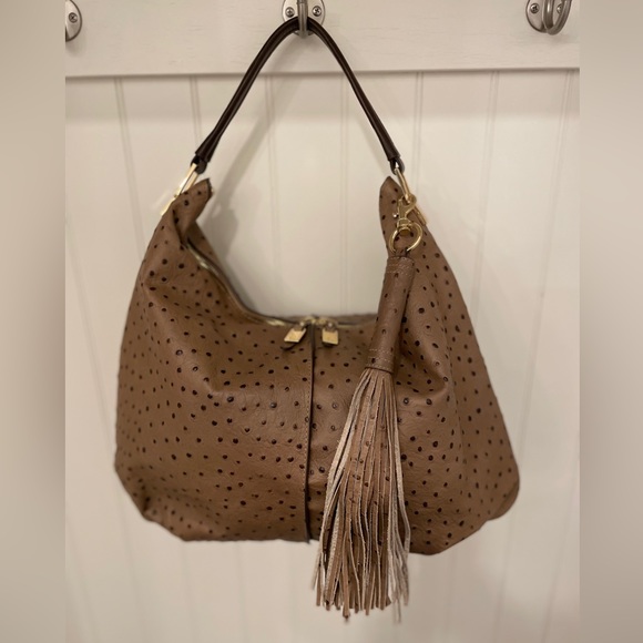 G.I.L.I. | Bags | Gili Ostrich Texture Leather Shoulder Handbag | Poshmark